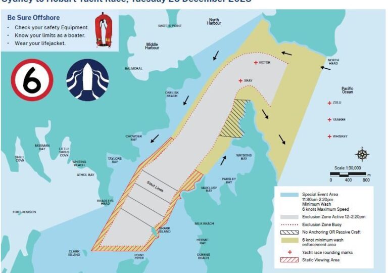 Exclusion Zone on Sydney Harbour for 2023 Rolex Sydney Hobart start ...